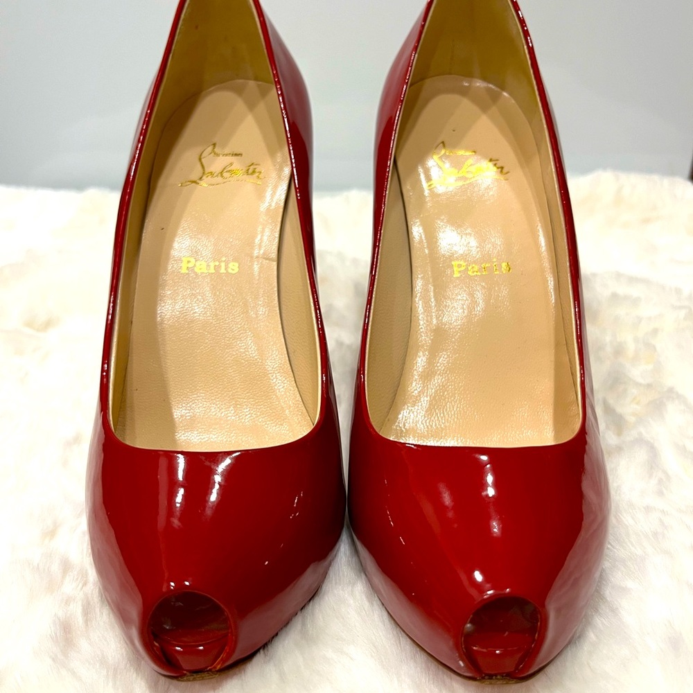 Christian Louboutin Red Peep Toe Pumps - Gem